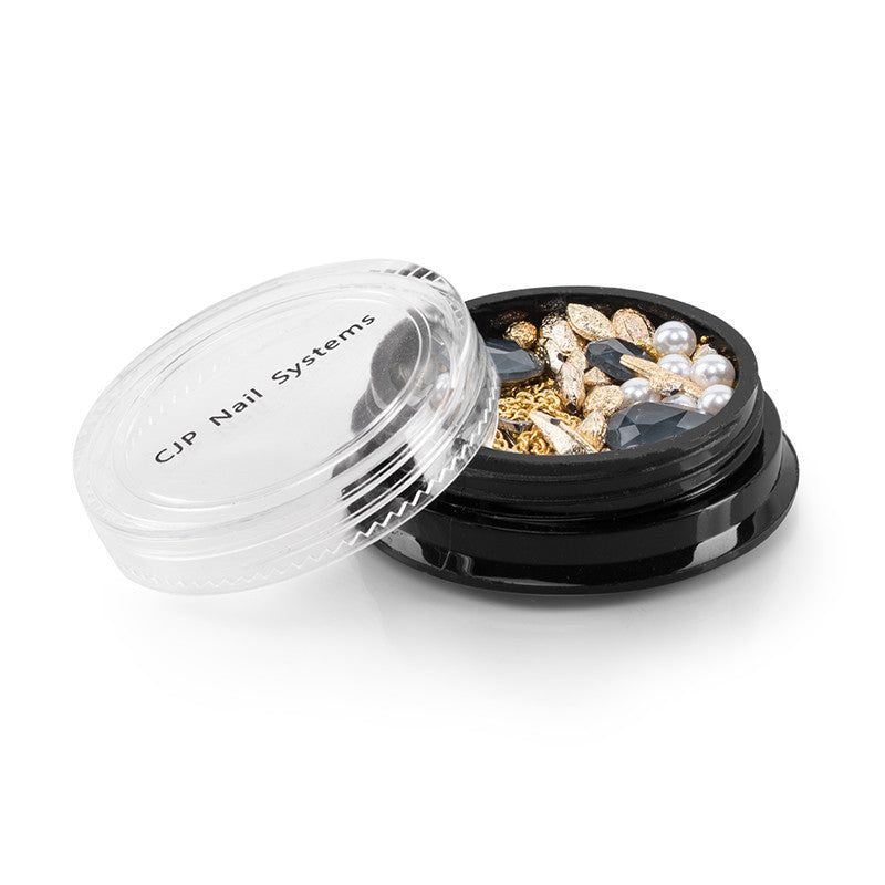 3D CJP Navy & Gold Jewels – CJPNails